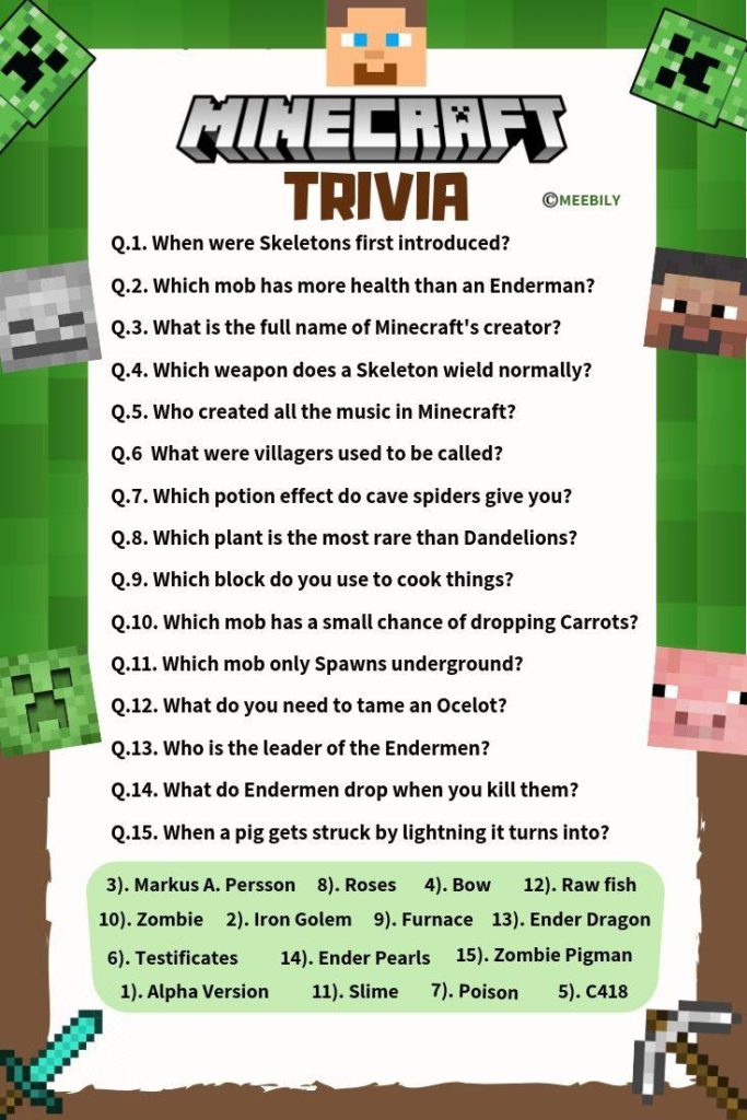 100+ Minecraft Trivia Question & Answer - Meebily