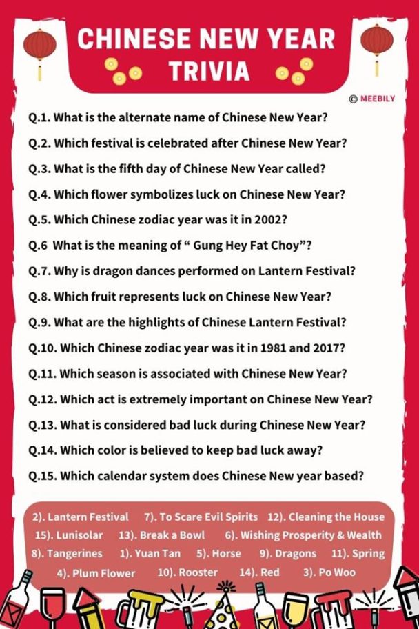 50+ Chinese New Year Trivia Questions & Answers - Meebily